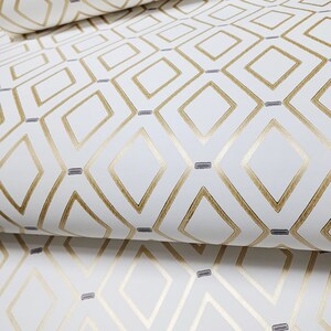 White Gold Metallic Diamond Duo Geometric Pattern Geo Modern Wallpaper ...