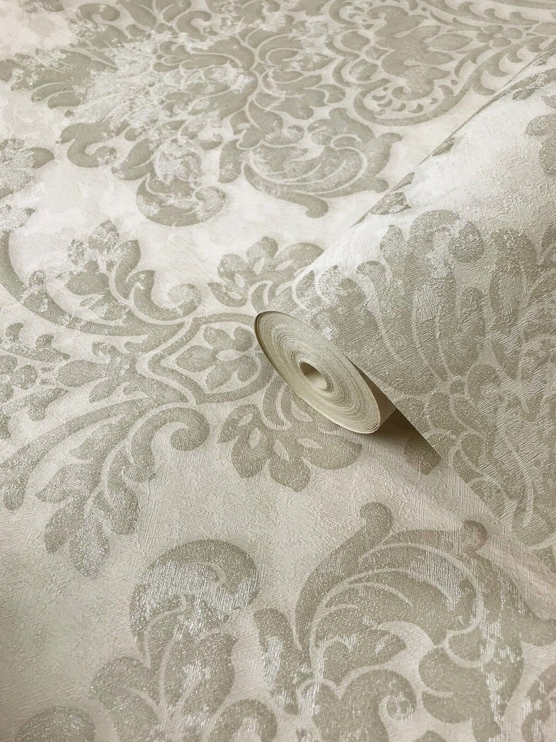 Wallpaper Rustic Ivory Beige Metallic Textured Victorian - Etsy