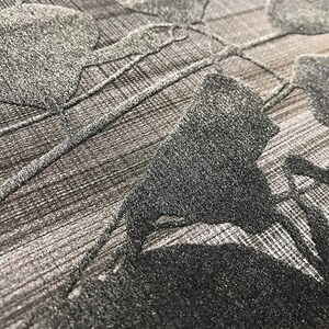 Flocked Wallpaper Black Gray Metallic Textured Flocking Leaves Velvet ...