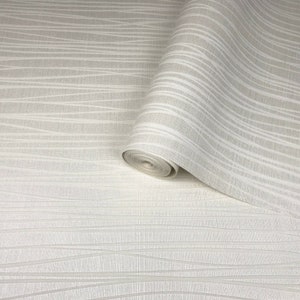 Flock Modern Flocked Wallpaper off White Textured Flocking Velvet Lines ...