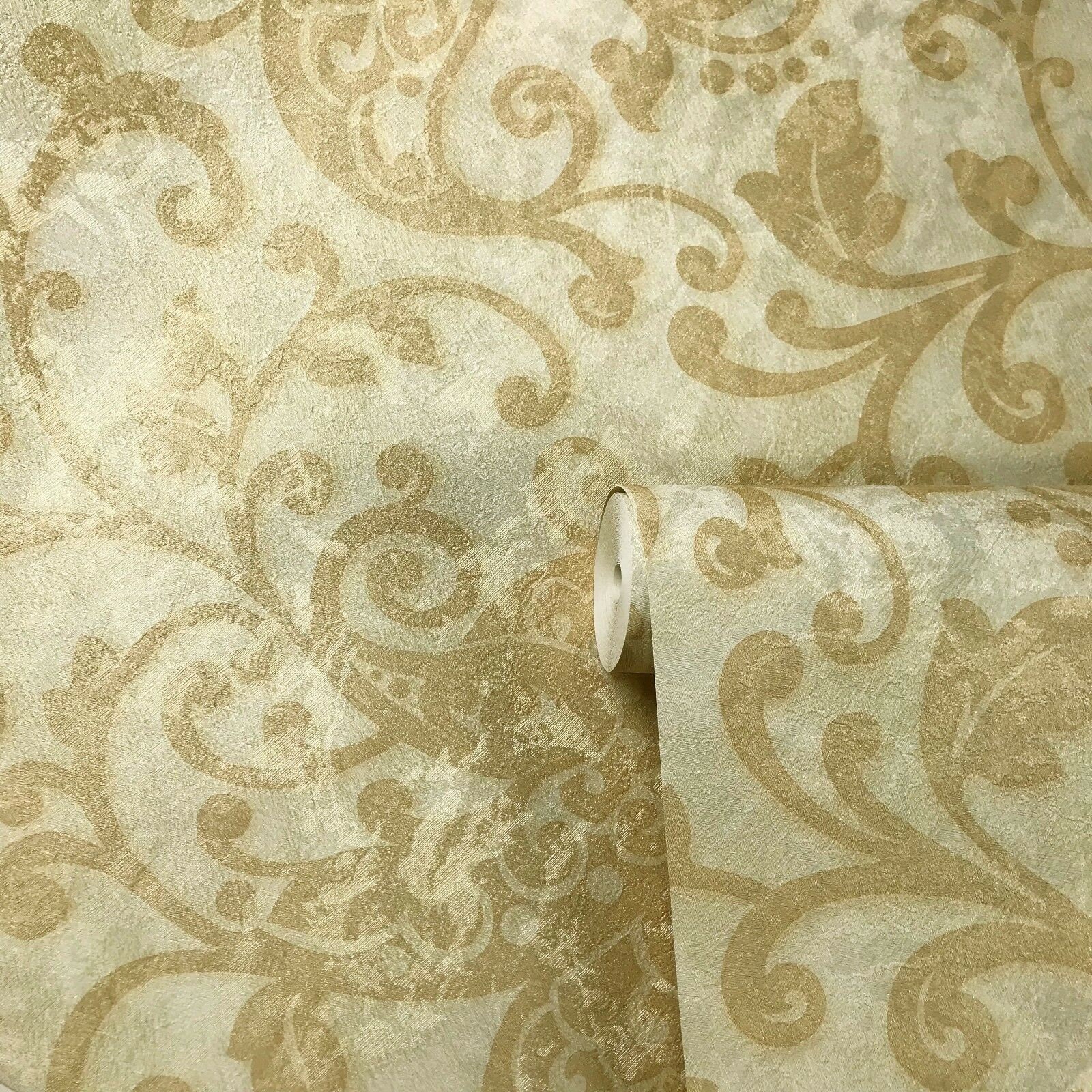 Wallpaper Gold Metallic Textured Wall Rustic Vintage Damask | Etsy
