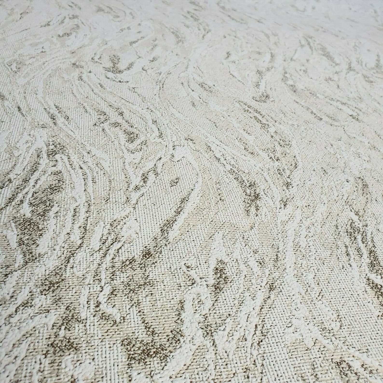 Embossed Textured Wallpaper Cream Tan Brown Faux Plaster Wave Stroke ...
