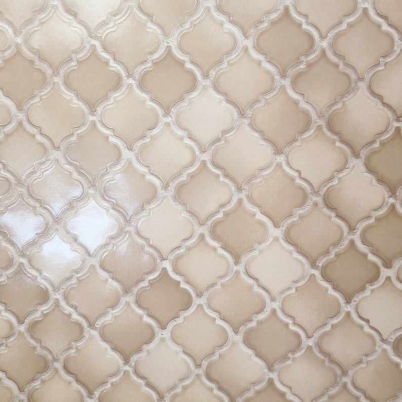 Modern Peach Cream Moroccan Trellis White Seams Faux Tiles - Etsy