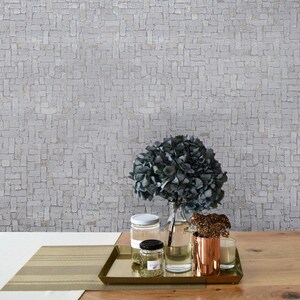 Contemporary Gray Gold Metallic Faux Small Stone Tile Modern Textured ...