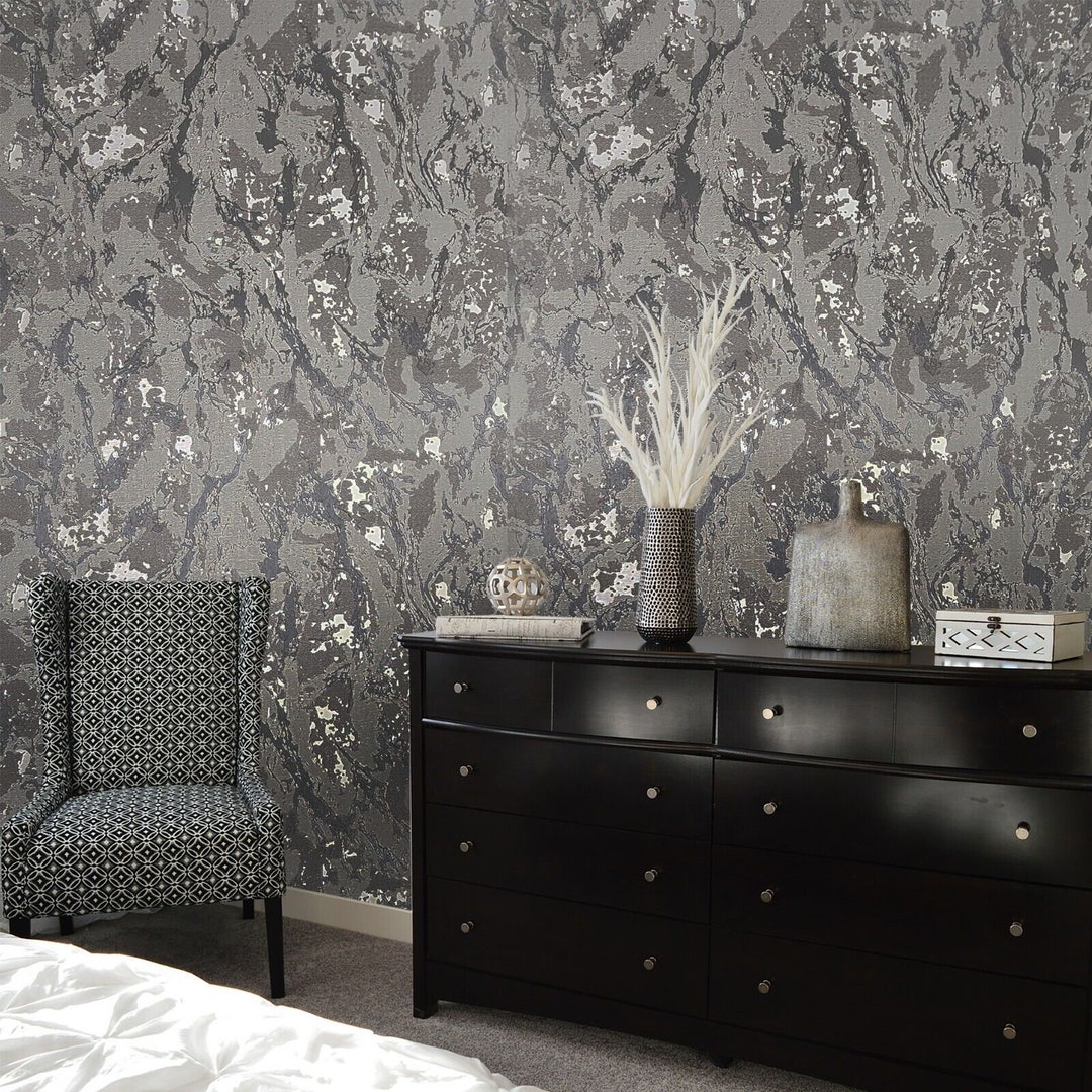 Abstract Faux Stone Carrara Gray Taupe White Contemporary Textured ...