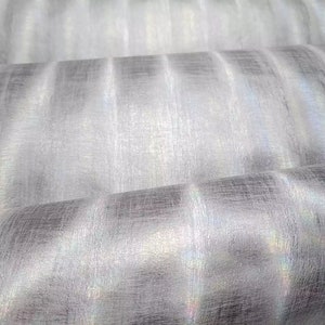 Reflective Translucent Ombre Striped Silver Foil Metallic Wallpaper ...
