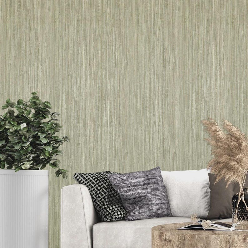 Modern Light Yellow Beige Warm Brown Plain Faux Grasscloth Textured ...
