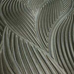 Embossed Bronze Metallic Faux Fabric Wave Lines Textured Contemporary ...