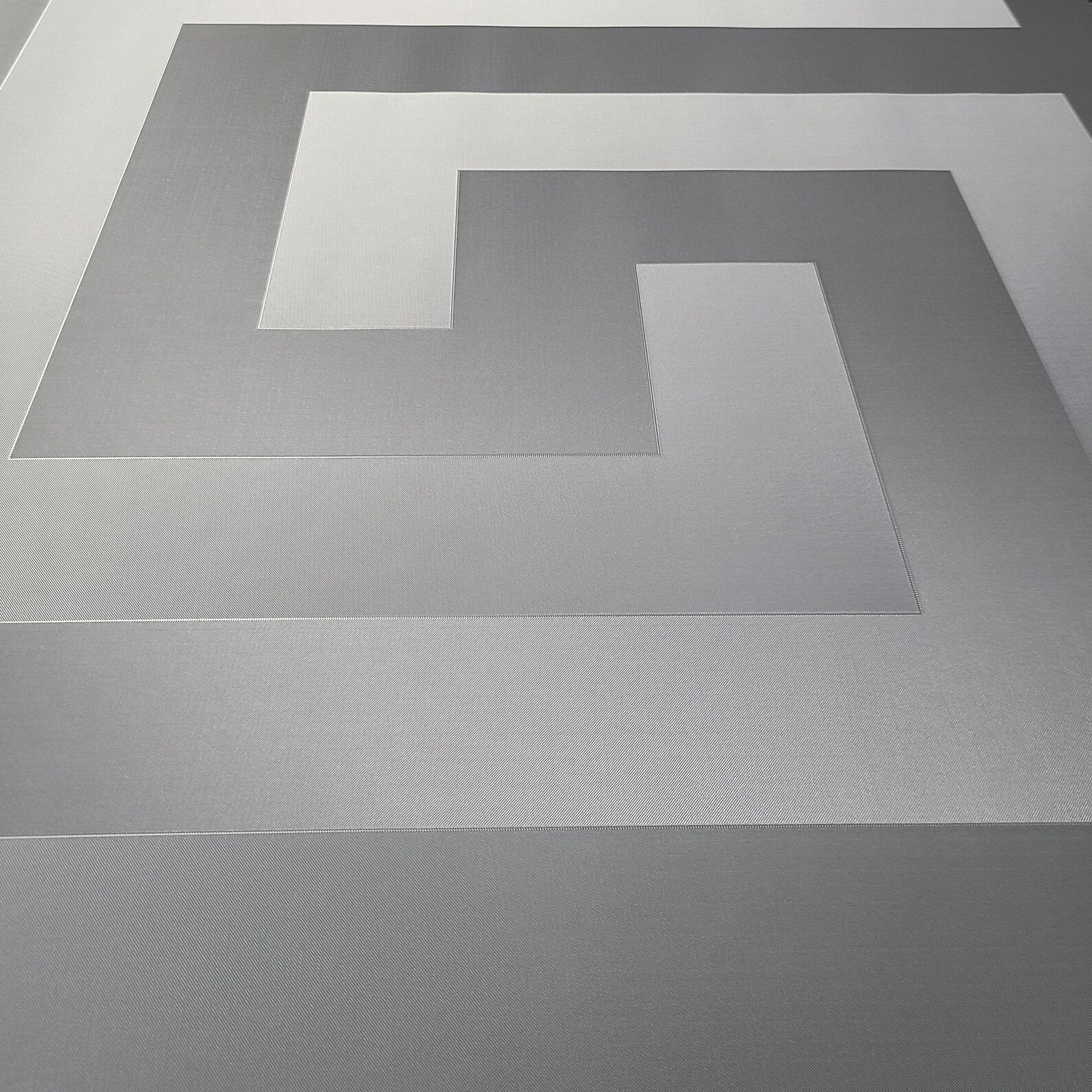 Contemporary Modern Large Greek Key Gray Silver Metallic Shiny ...