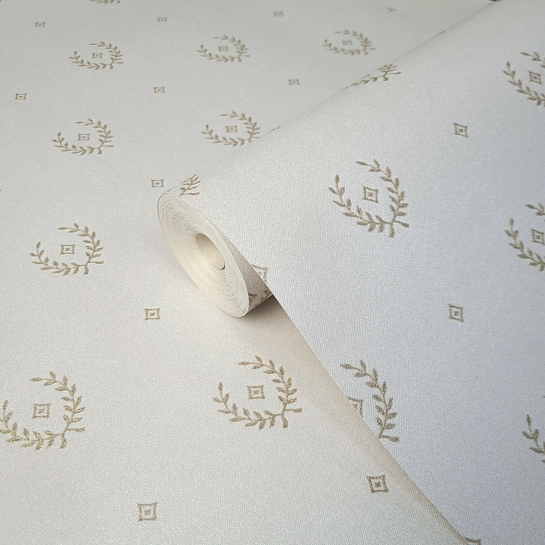 Royal Cream Gold Metallic Faux Fabric Textured Aristocratic Baroque ...