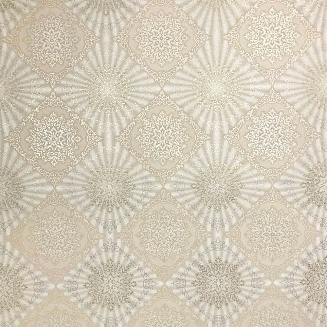 Wallpaper Diamond Tile Wall Coverings Cream Ivory Gold Rolls Modern ...