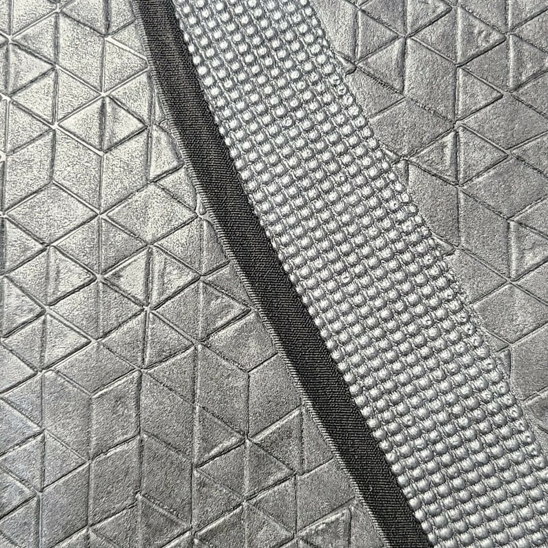 Dark Gray Gunmetal Silver Metallic Tiles Wavy Lines Textured - Etsy