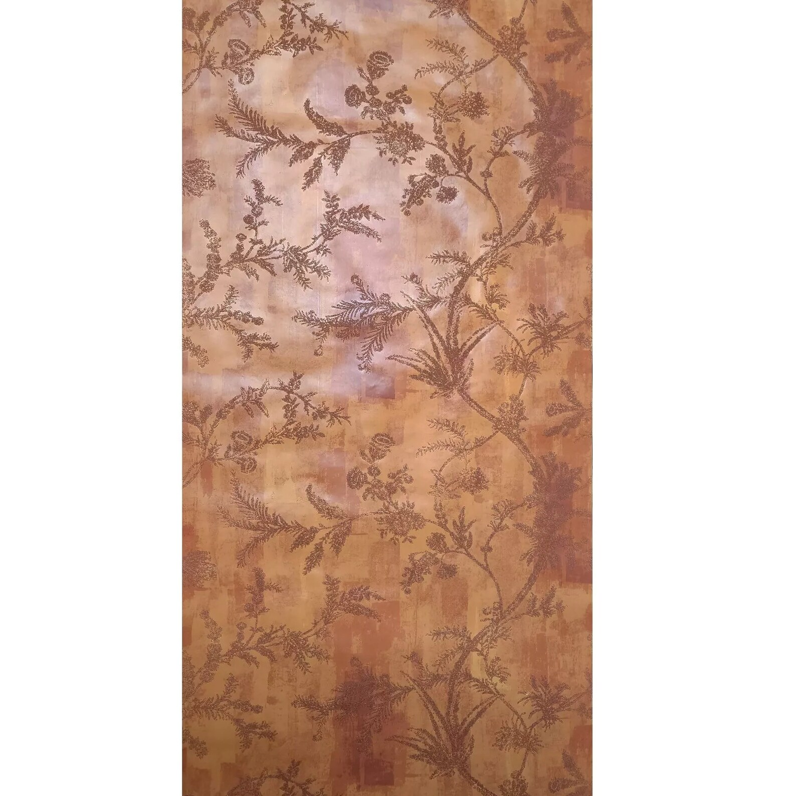 Ginger Rust Orange Vintage Tapestry Floral Textured Embossed Surface ...
