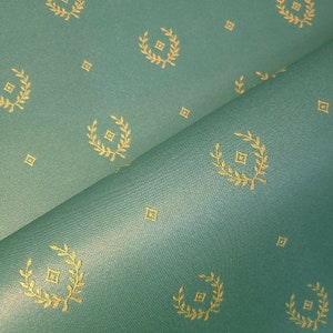 Royal Green Gold Metallic Faux Fabric Textured Aristocratic Baroque ...