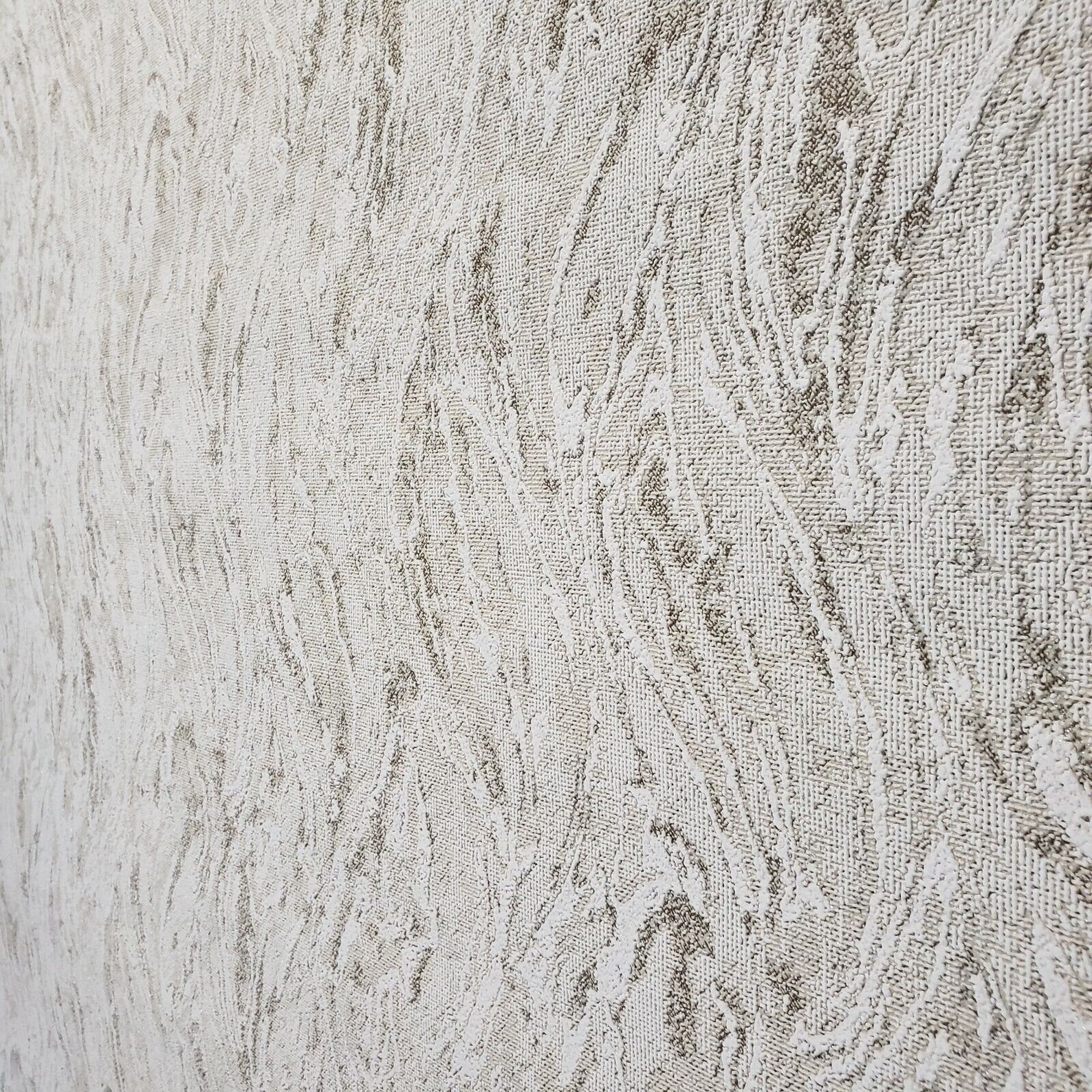 Embossed Textured Wallpaper Cream Tan Brown Faux Plaster Wave Stroke ...