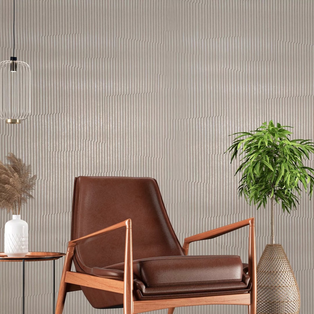 Beige Tan Vertical Shifted Lines Wavy Abstract Modern Wallpaper ...