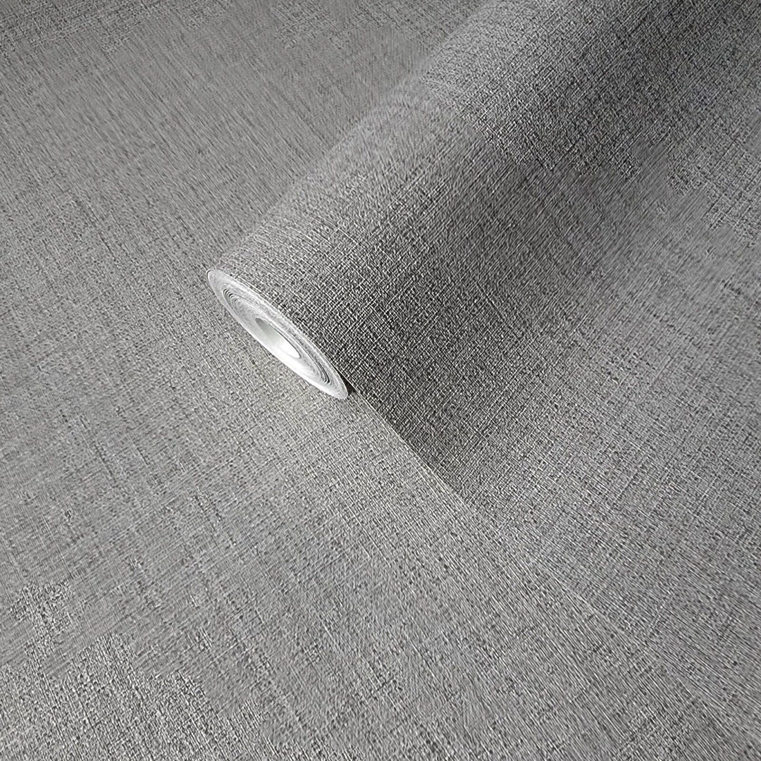 Plain Matt Gray Faux Woven Barn Fabric Textured Vinyl Contemporary ...