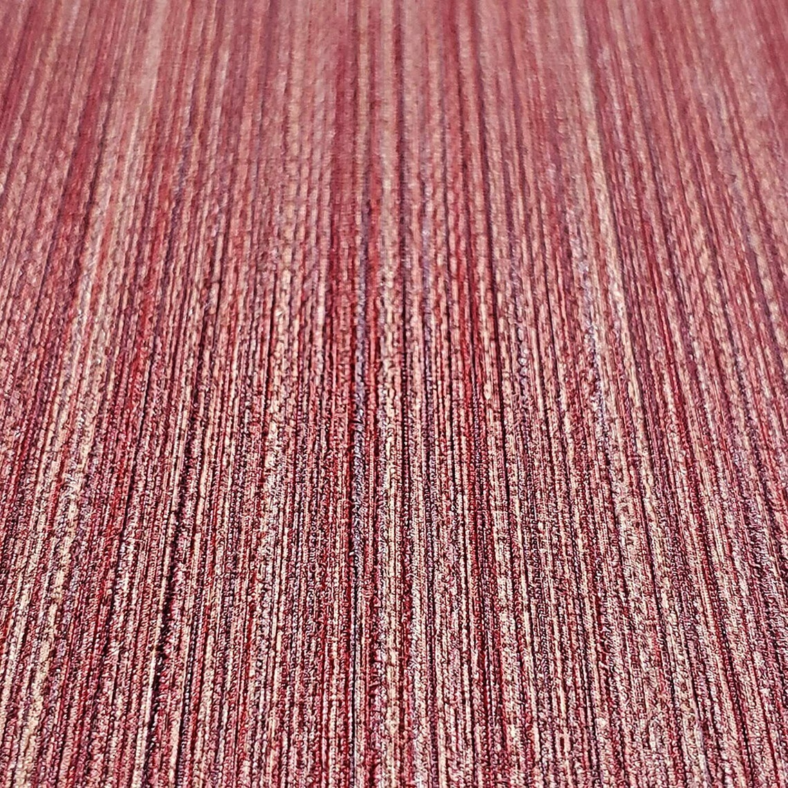 Embossed Plain Modern Burgundy Stria Lines Metallic Textured Wallpaper ...