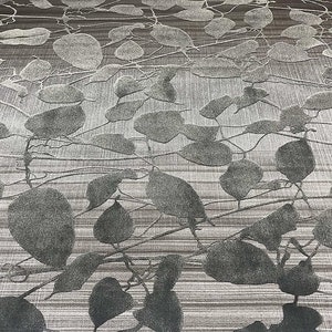 Flocked Wallpaper Black Gray Metallic Textured Flocking Leaves Velvet ...