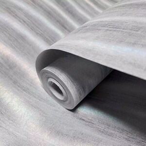 Reflective Translucent Ombre Striped Silver Foil Metallic Wallpaper ...