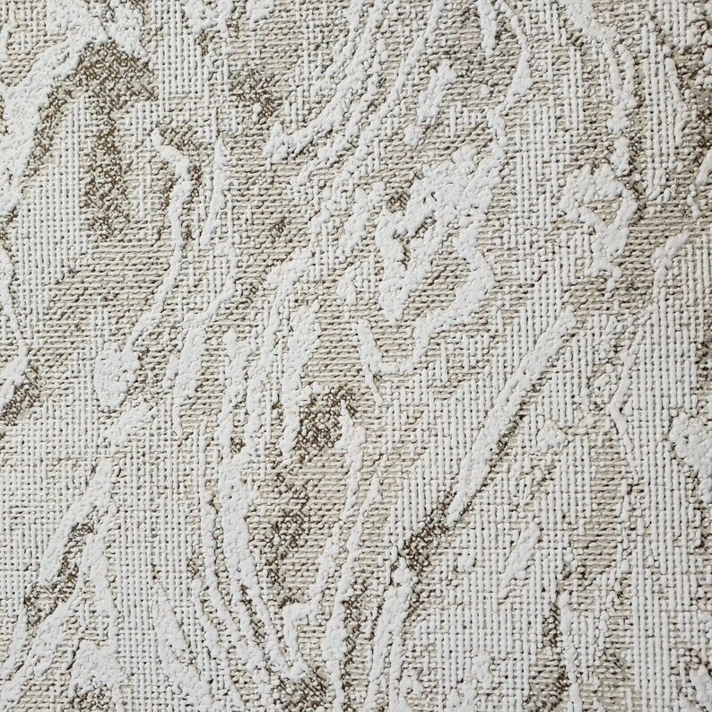 Embossed Textured Wallpaper Cream Tan Brown Faux Plaster Wave Stroke ...