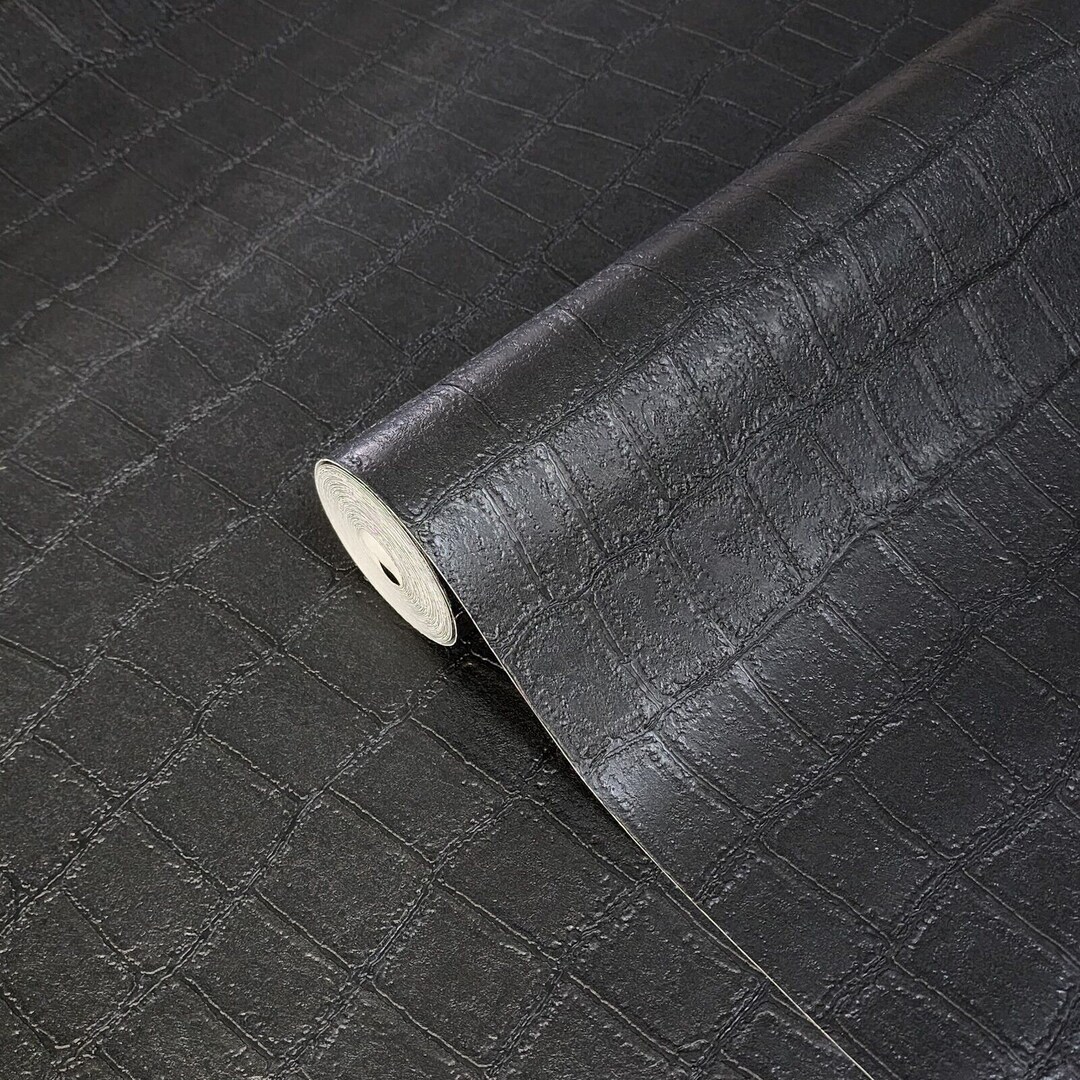 Modern Animal Crocodile Faux Skin Black Alligator Leather Textured ...