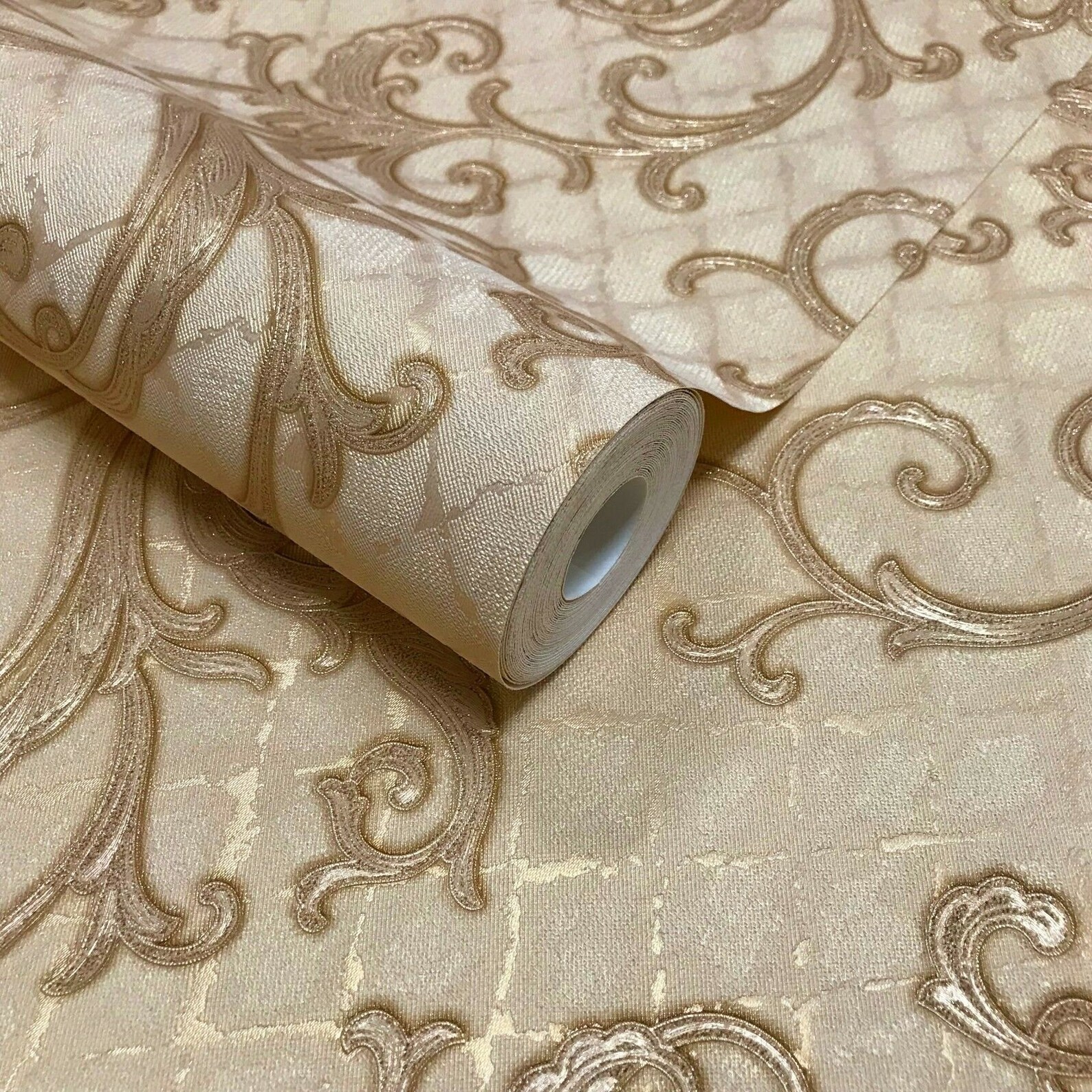 Modern Rose Gold Wallpaper Roll Embossed Diamonds Metallic - Etsy