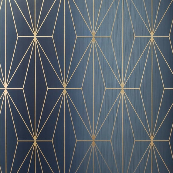 Wallpaper Blue Lines Diamonds