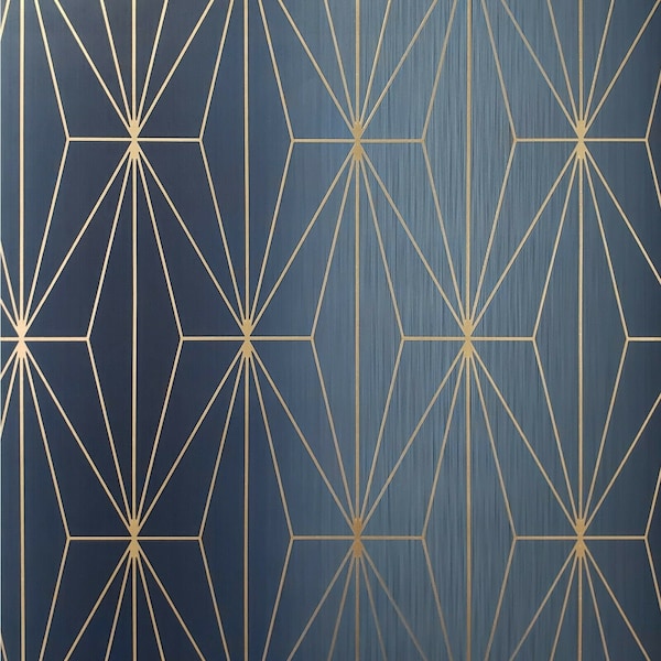 Geometric Wallpaper Navy - Etsy