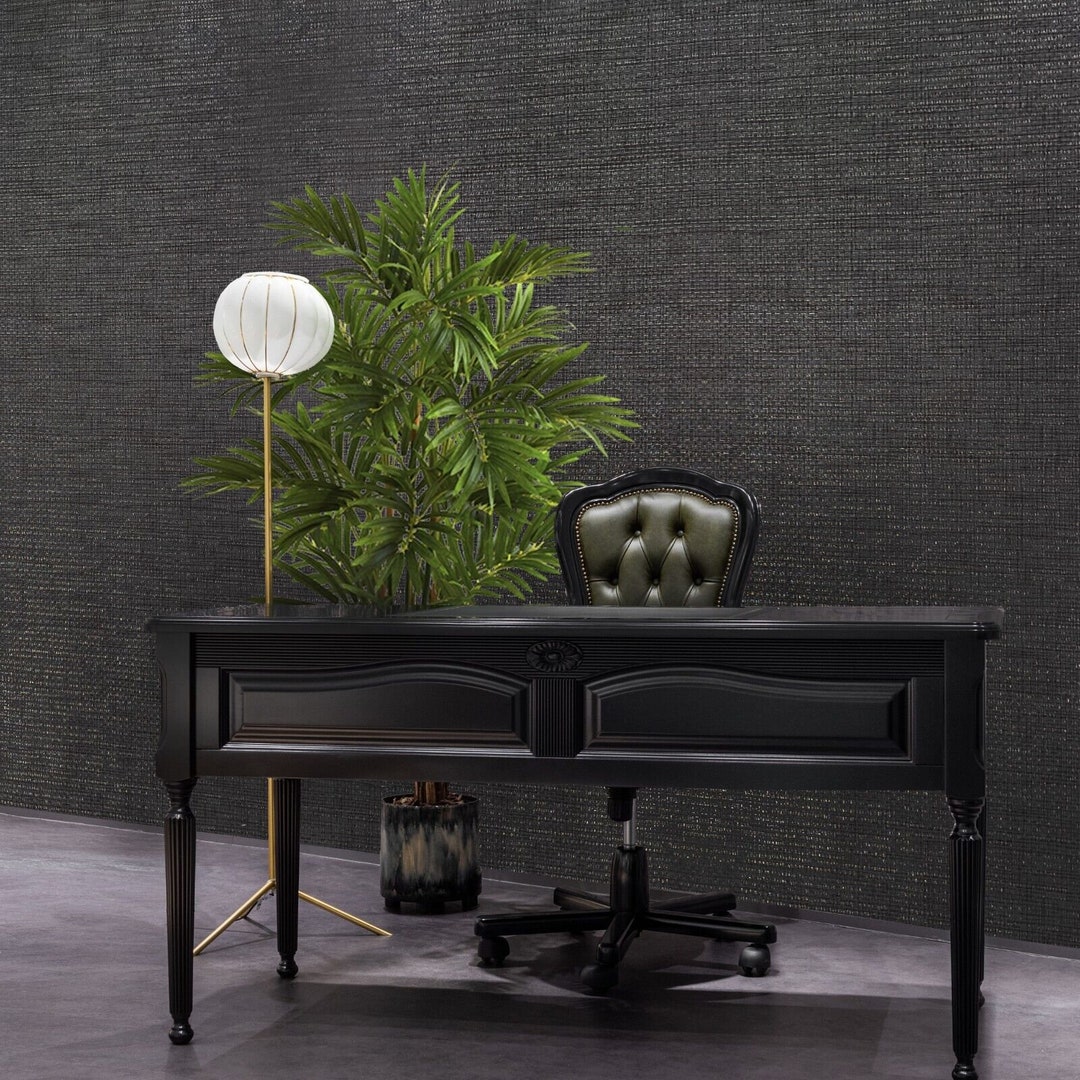 Plain Taupe Gold Metallic Faux Paper Weave Grasscloth Woven Textured ...