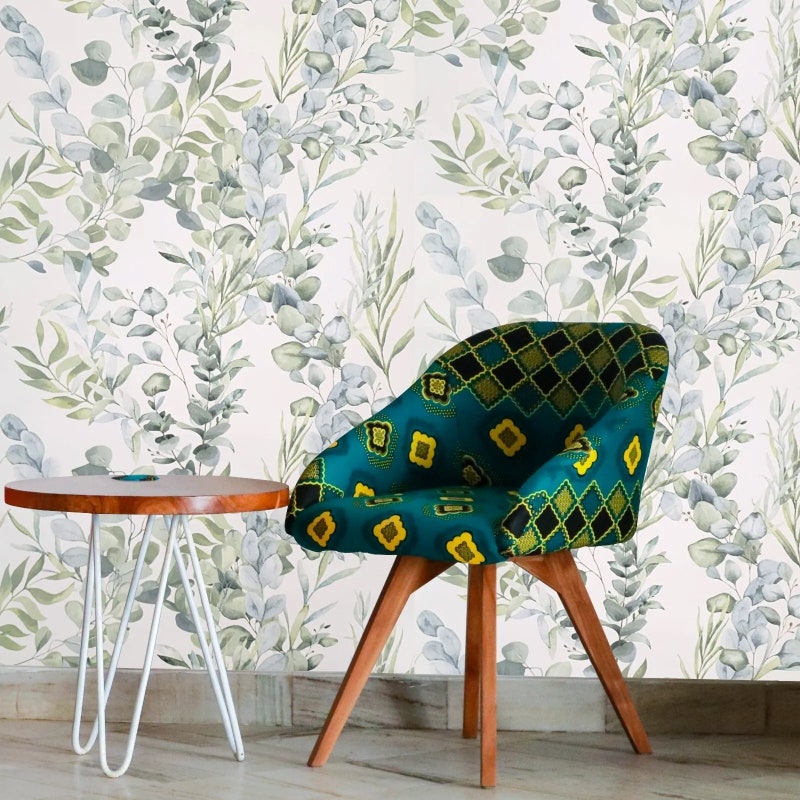Green Floral Wallpaper - Etsy