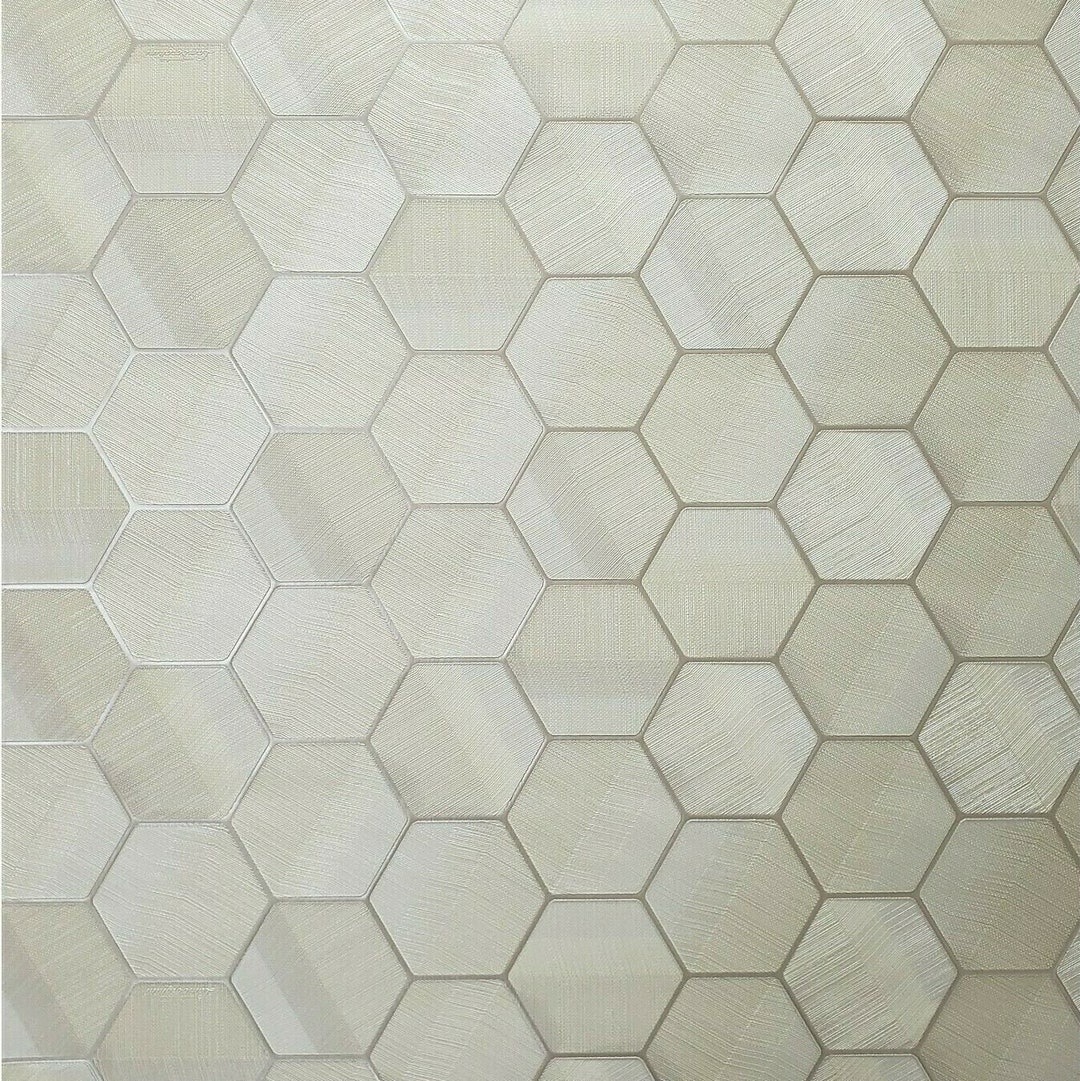 Hexagon Feature Yellow Gold Metallic Textured Wallpaper Geometric 3D - Etsy
