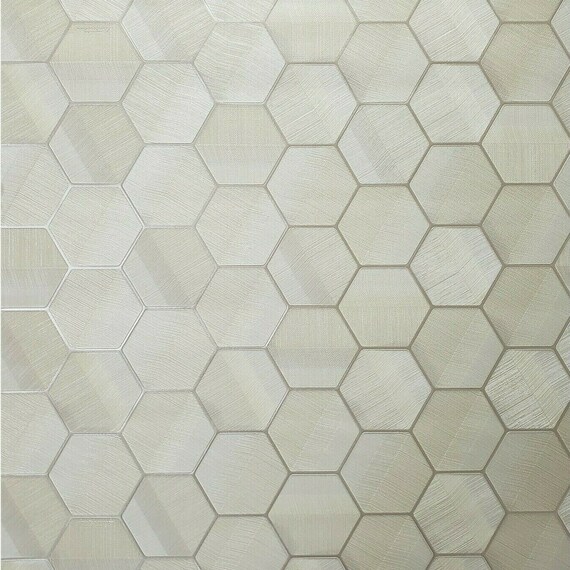 Hexagon Feature Yellow Gold Metallic Textured Wallpaper - Etsy