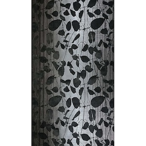 Flocked Wallpaper Black Gray Metallic Textured Flocking Leaves Velvet ...