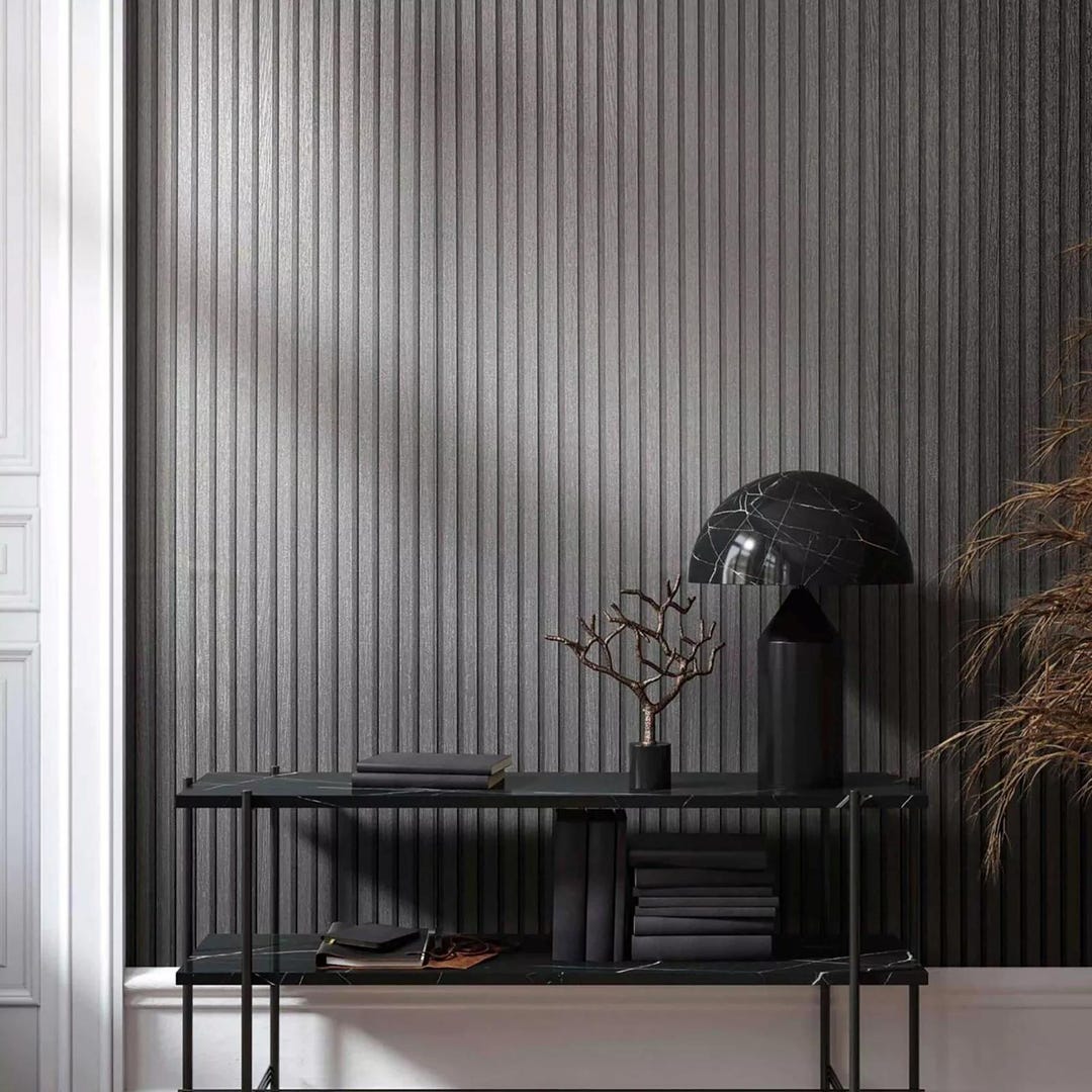 Silver Gray Metallic Faux Slat Wooden Planks Wood Look Textured Modern ...