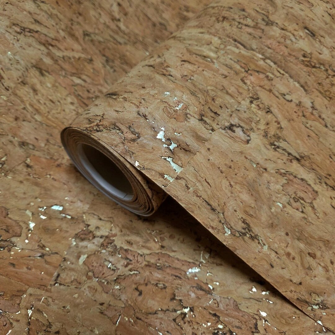 Real Natural Cork Organic Sand Brown Gold Metallic Foil Textured Eco ...
