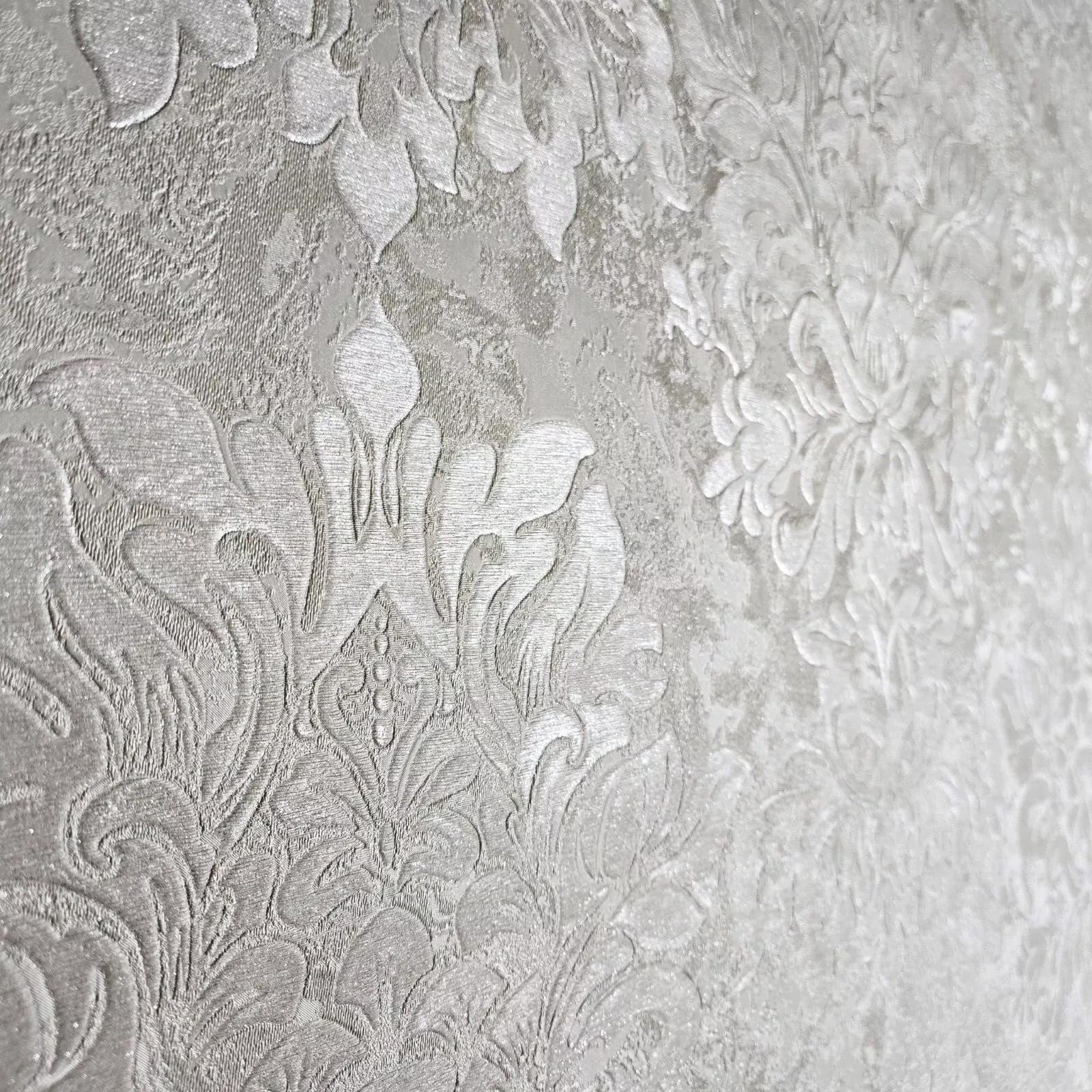 Cream off White Victorian Big Damask Faux Concrete Plaster Textured ...