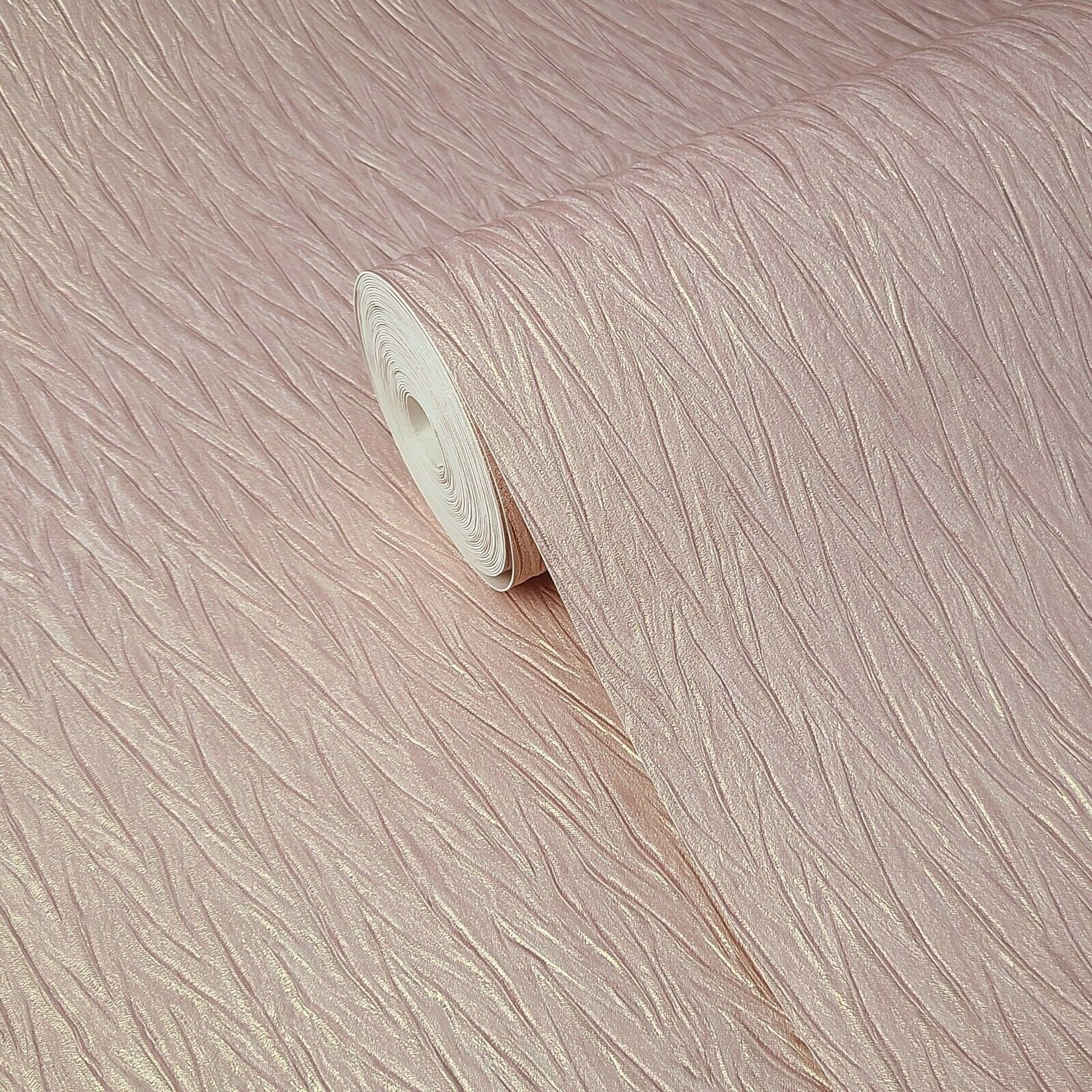 Embossed Wallpaper Rose Gold Metallic Textured Plain Vertical Lines ...