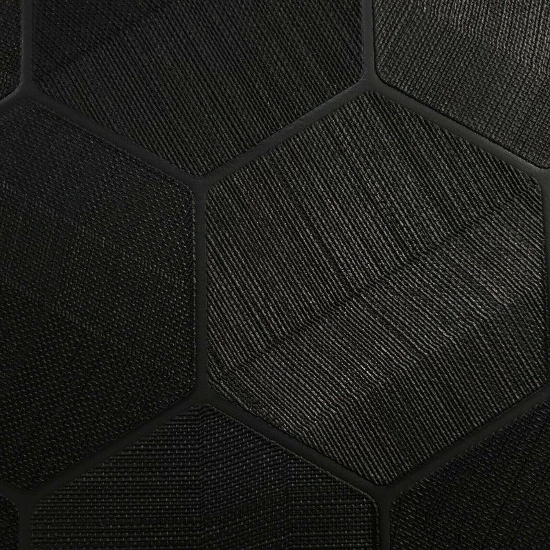 Contemporary Modern Italian Hexagon Feature Black Textured Faux Sisal ...