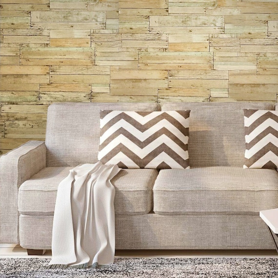 Wallpaper Textured Brown Vintage Faux Rustic Plank Barn - Etsy