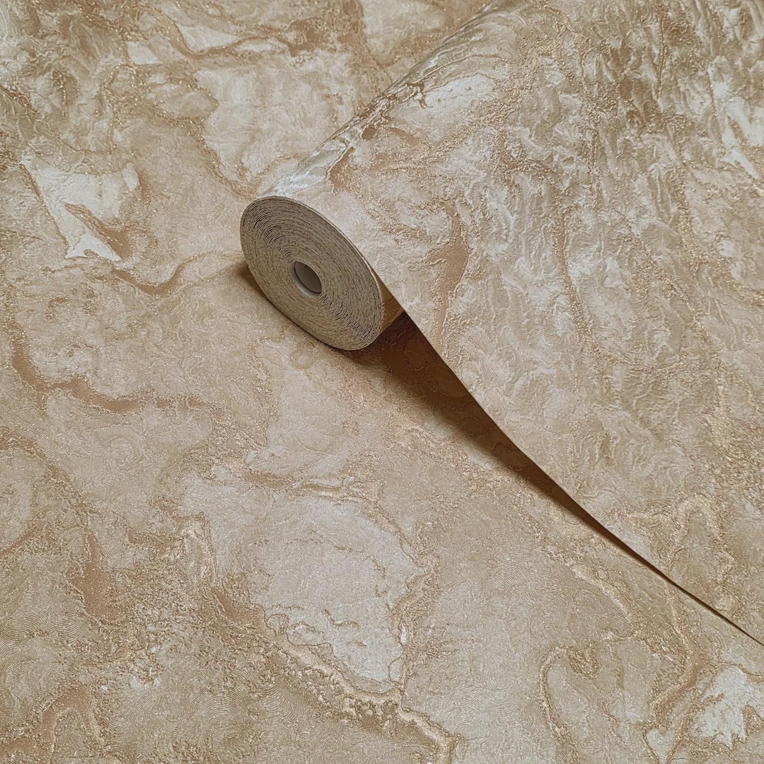 Modern Buff Beige Tan Rose Gold Metallic Faux Cracked Plaster Textured ...