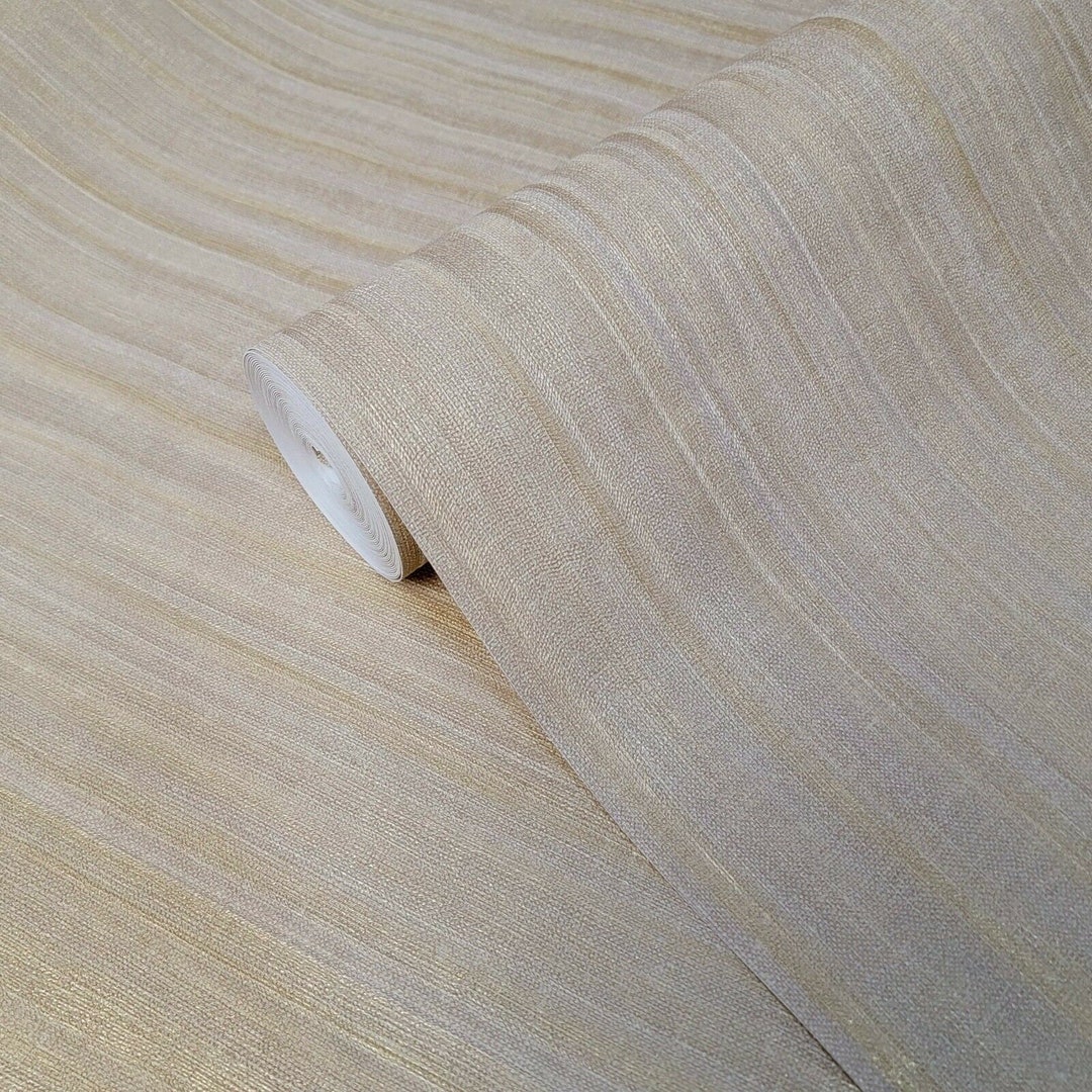 Sand Yellow Cream Gold Metallic Textured Plain Wallpaper Roll Faux ...