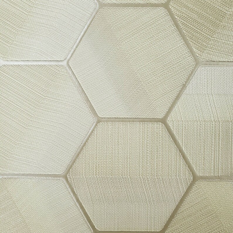 Hexagon Feature Yellow Gold Metallic Textured Wallpaper Geometric 3D - Etsy