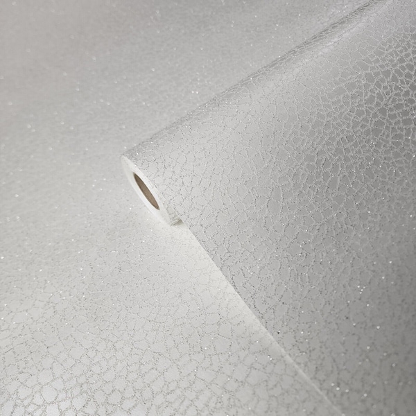 Silver Textured Embossed Wallpaper, Sturdy Wallcovering, Large 178 Sq ...