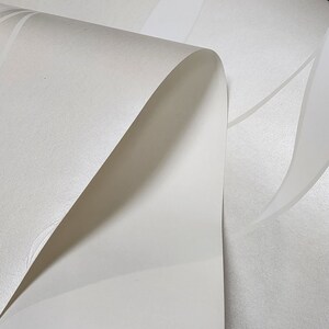 Modern off White Cream Wave Lines Trailing Leaf Wallpaper - Etsy