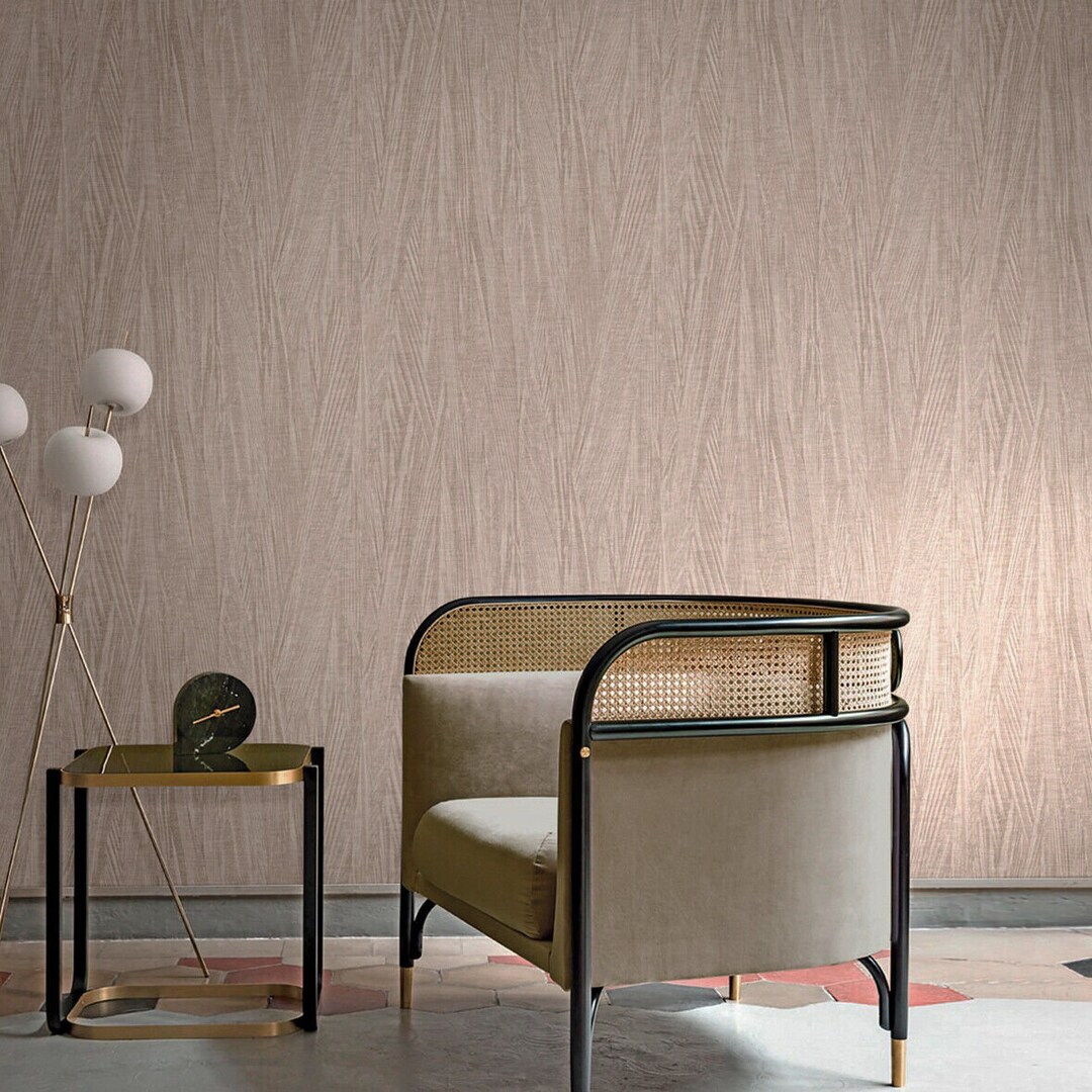 Rose Tan Cream Faux Wavy Wood Lines Plaster Textured Contemporary ...