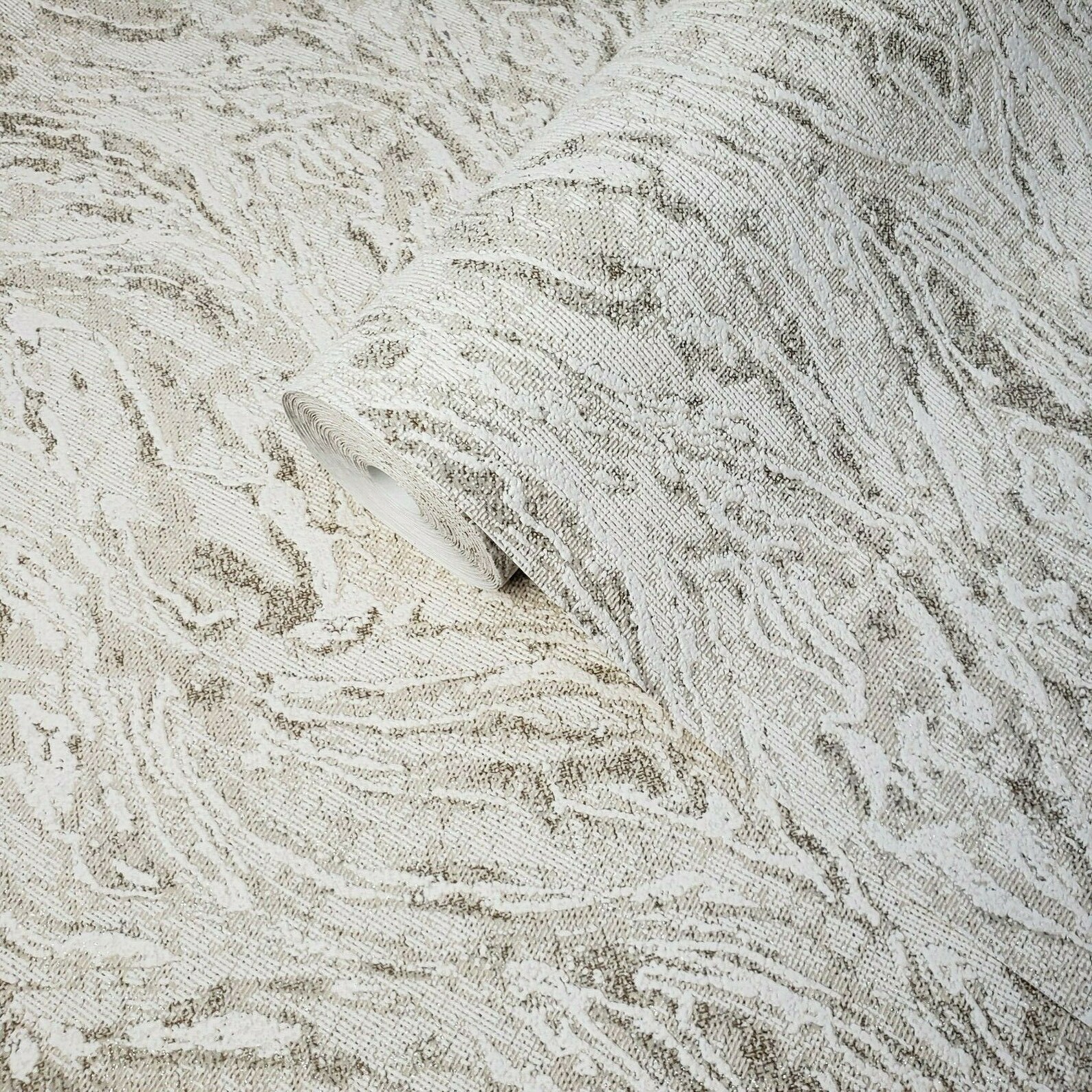 Embossed Textured Wallpaper Cream Tan Brown Faux Plaster Wave Stroke ...