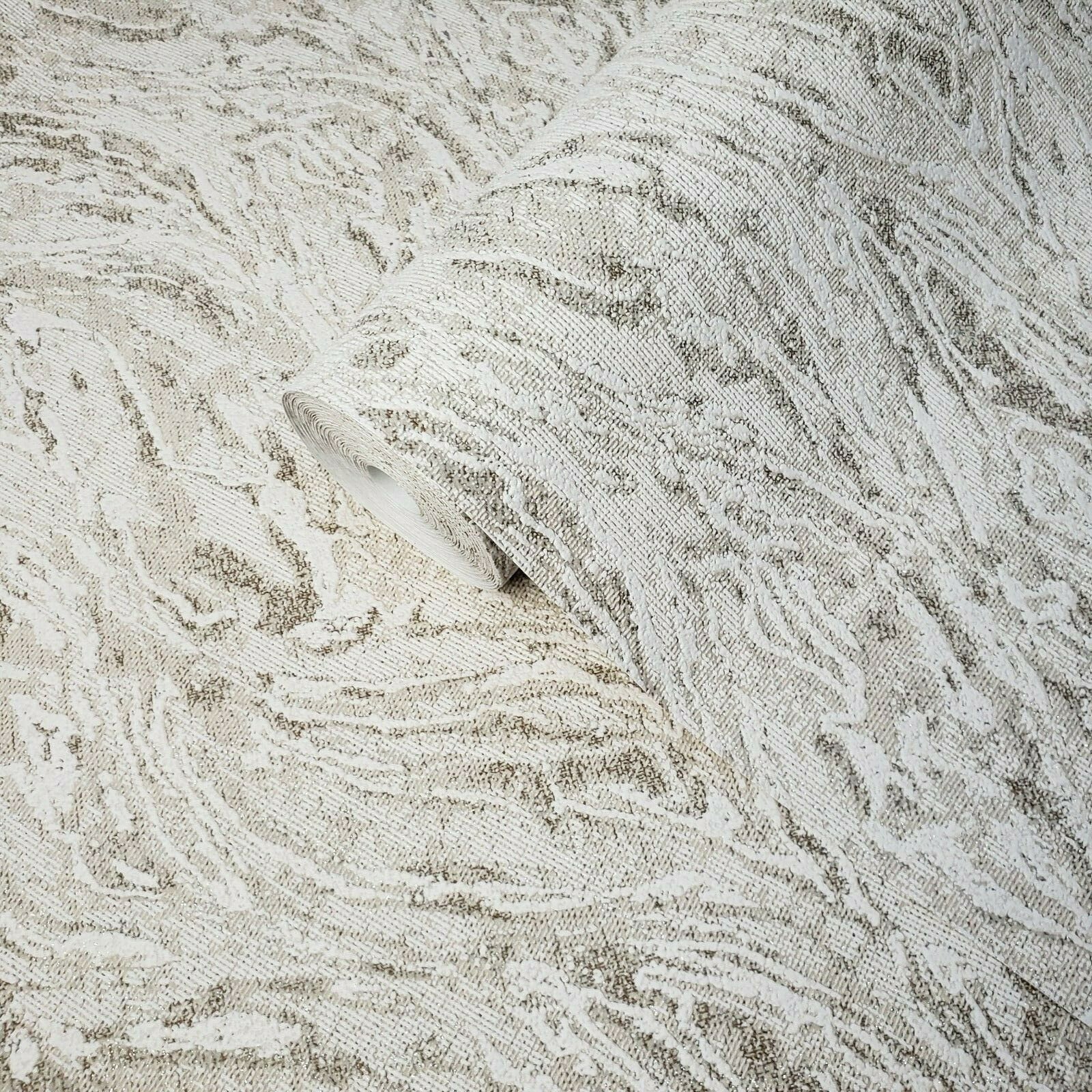 Embossed Textured Wallpaper Cream Tan Brown Faux Plaster Wave Stroke ...