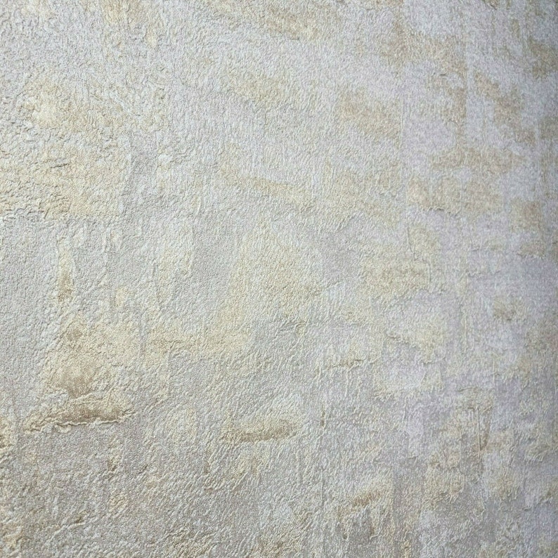 Textured Plain Modern Wallpaper Gray Gold Metallic Faux Concrete ...