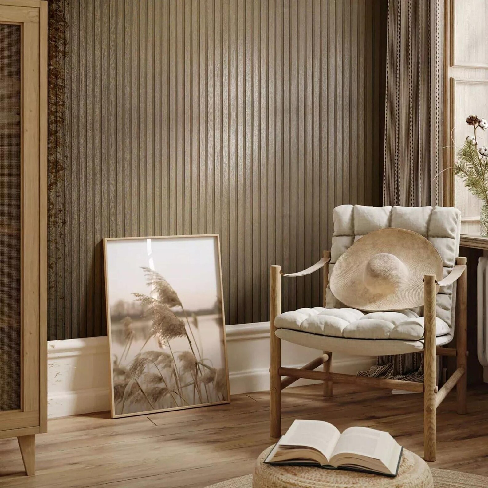 Brass Bronze Metallic Faux Slat Wooden Planks Wood Look Textured ...